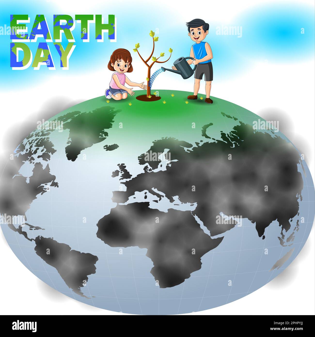 Earth Day - Children planting on earth Stock Photo - Alamy