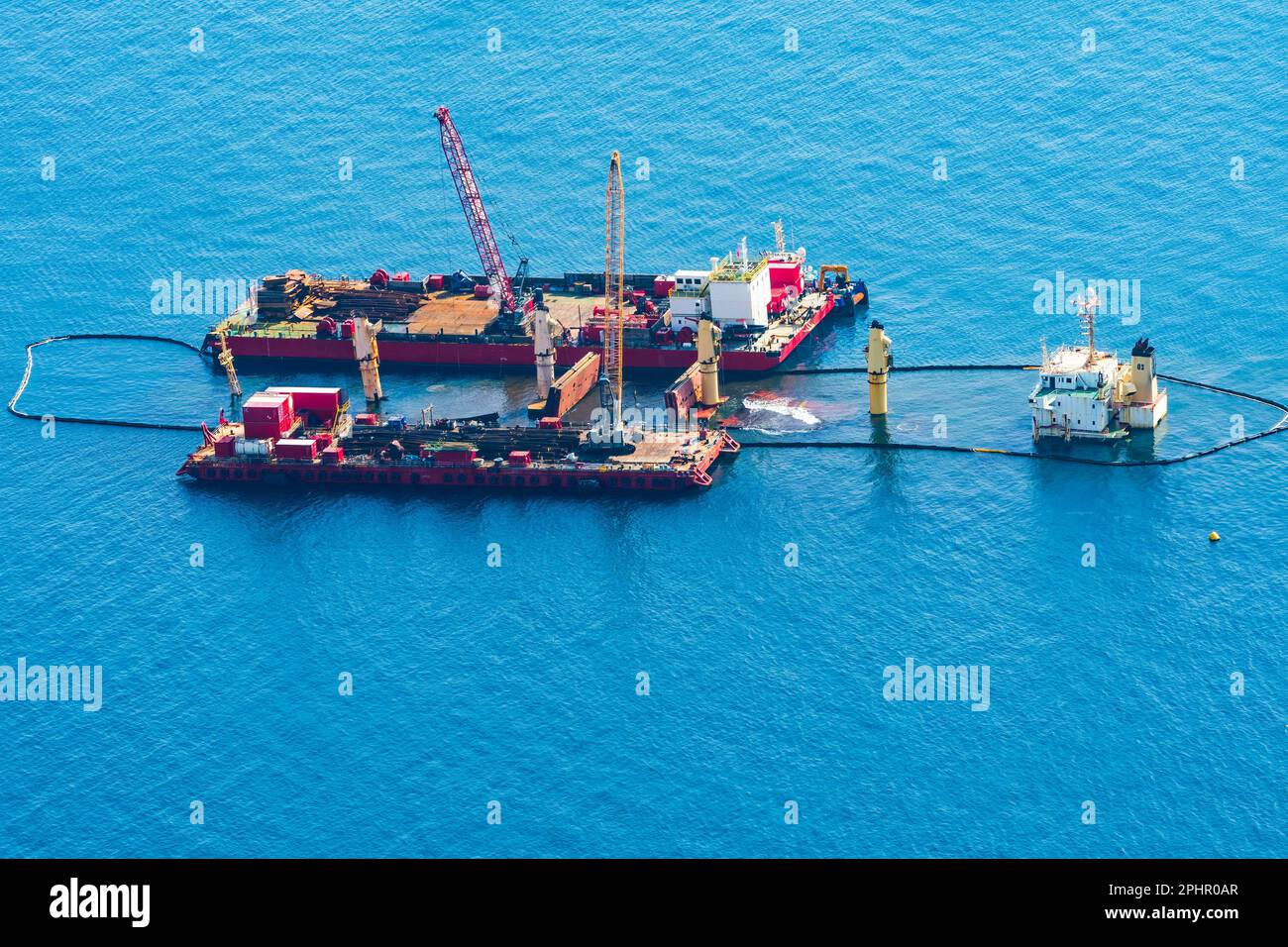 Removal of underwater shipwreck in the Gibraltar Bay. Gibraltar, UK ...