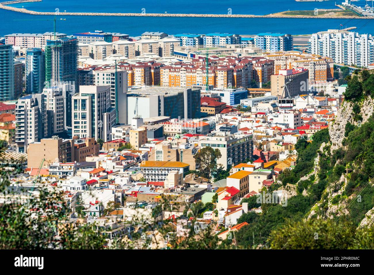 View of Gibraltar town from The Upper Rock. UK Stock Photo - Alamy