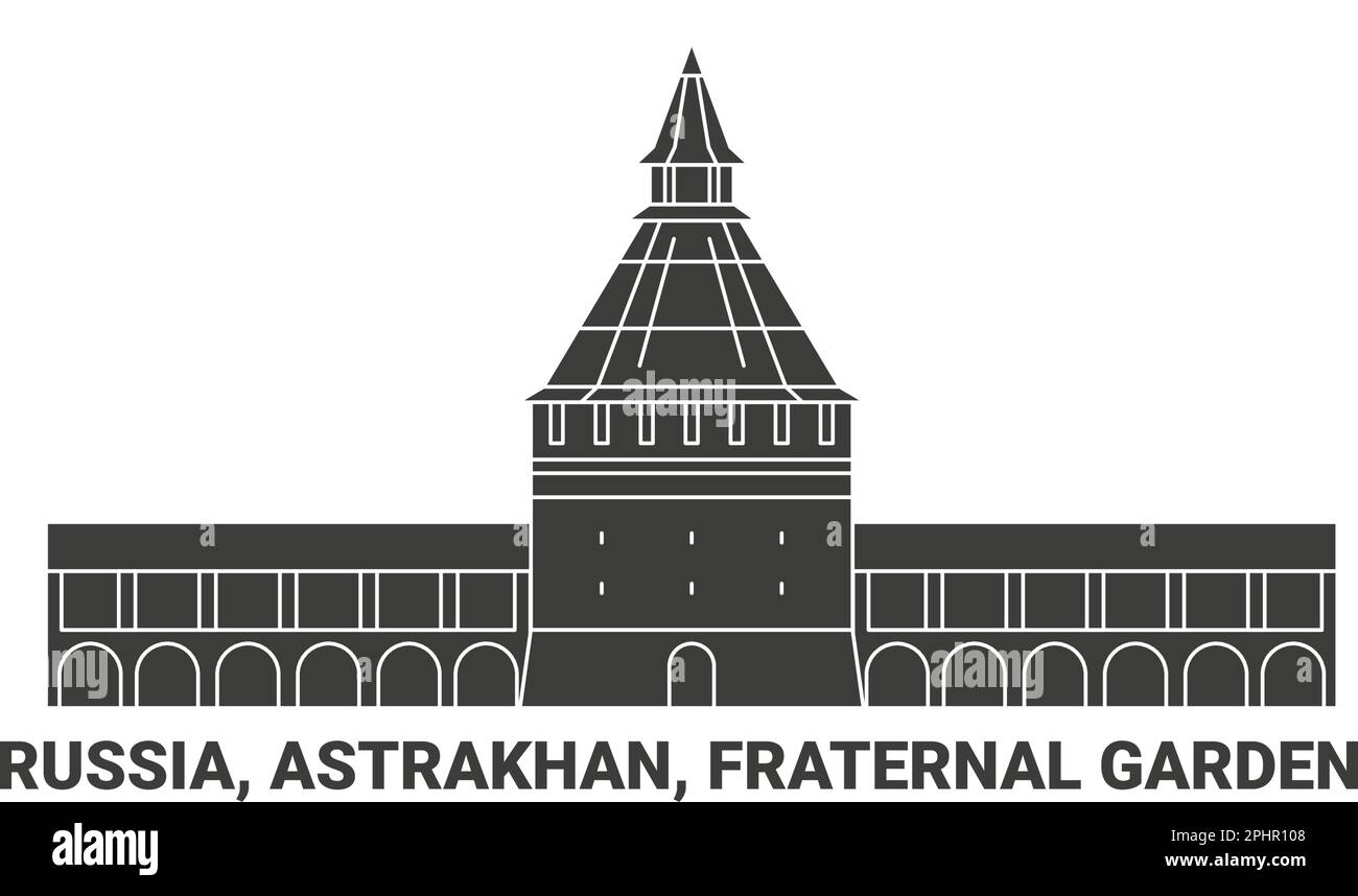 Russia, Astrakhan, Fraternal Garden, travel landmark vector ...