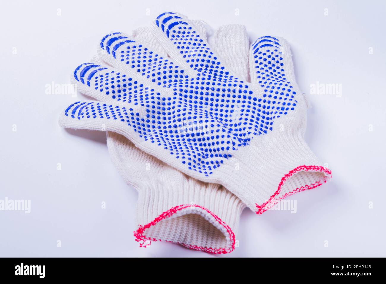 Gloves for hand protection at the production site. Shot on a white ...