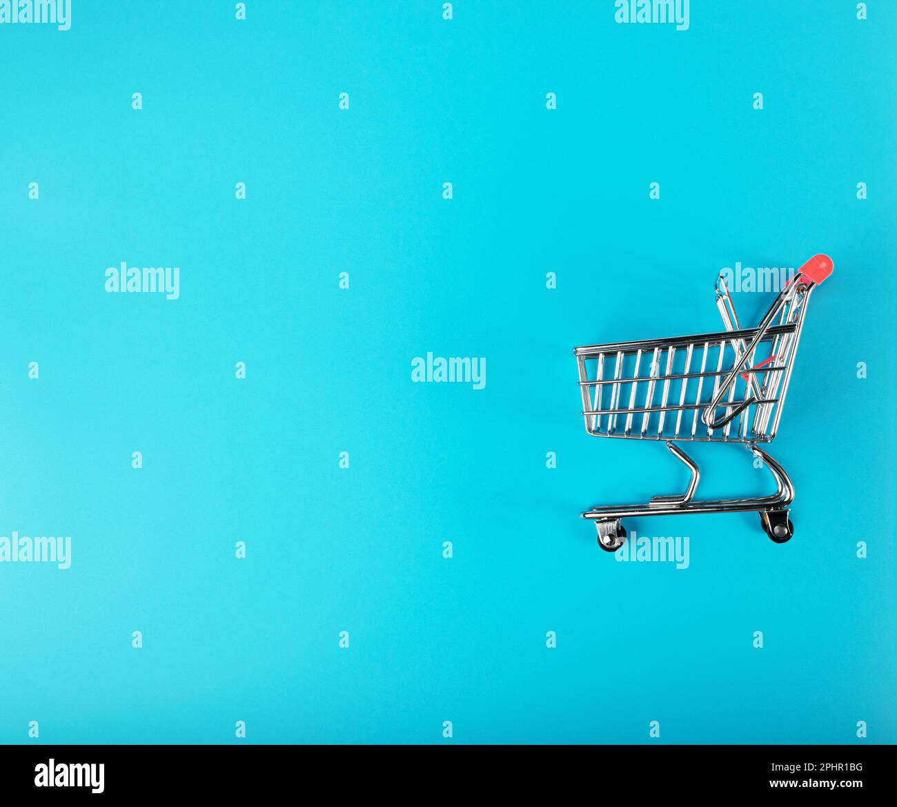 Shopping Basket on Blue Background, Shopping Cart, Shop Cart Mockup ...