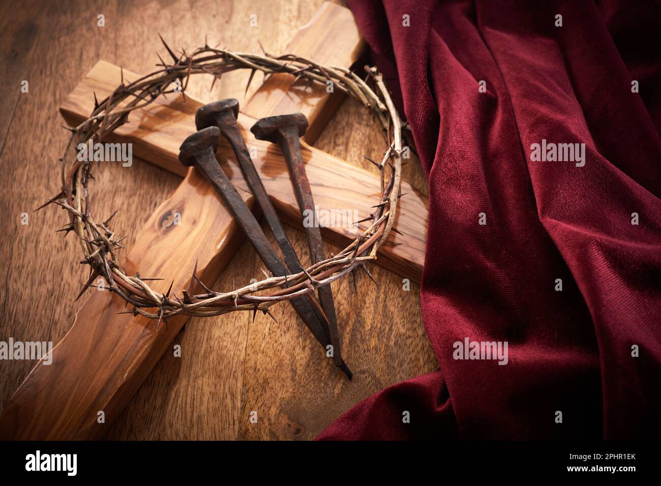 Jesus Crown Thorns and nails on Old and Grunge Background Stock Photo ...