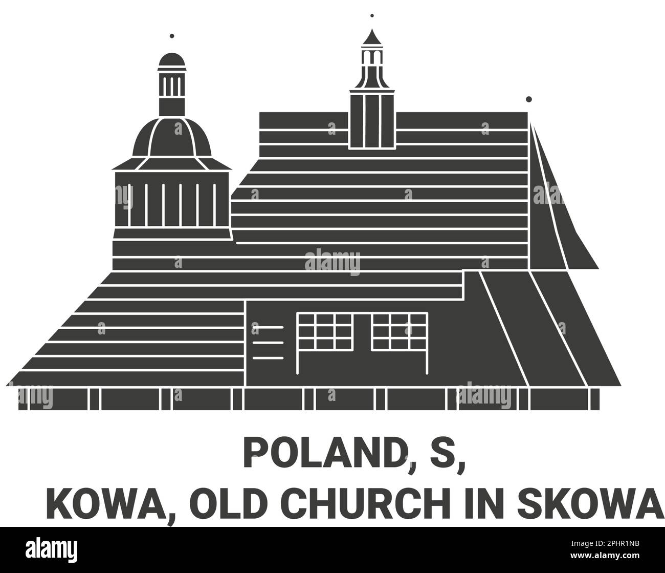 Poland, Sekowa, Old Church travel landmark vector illustration Stock ...