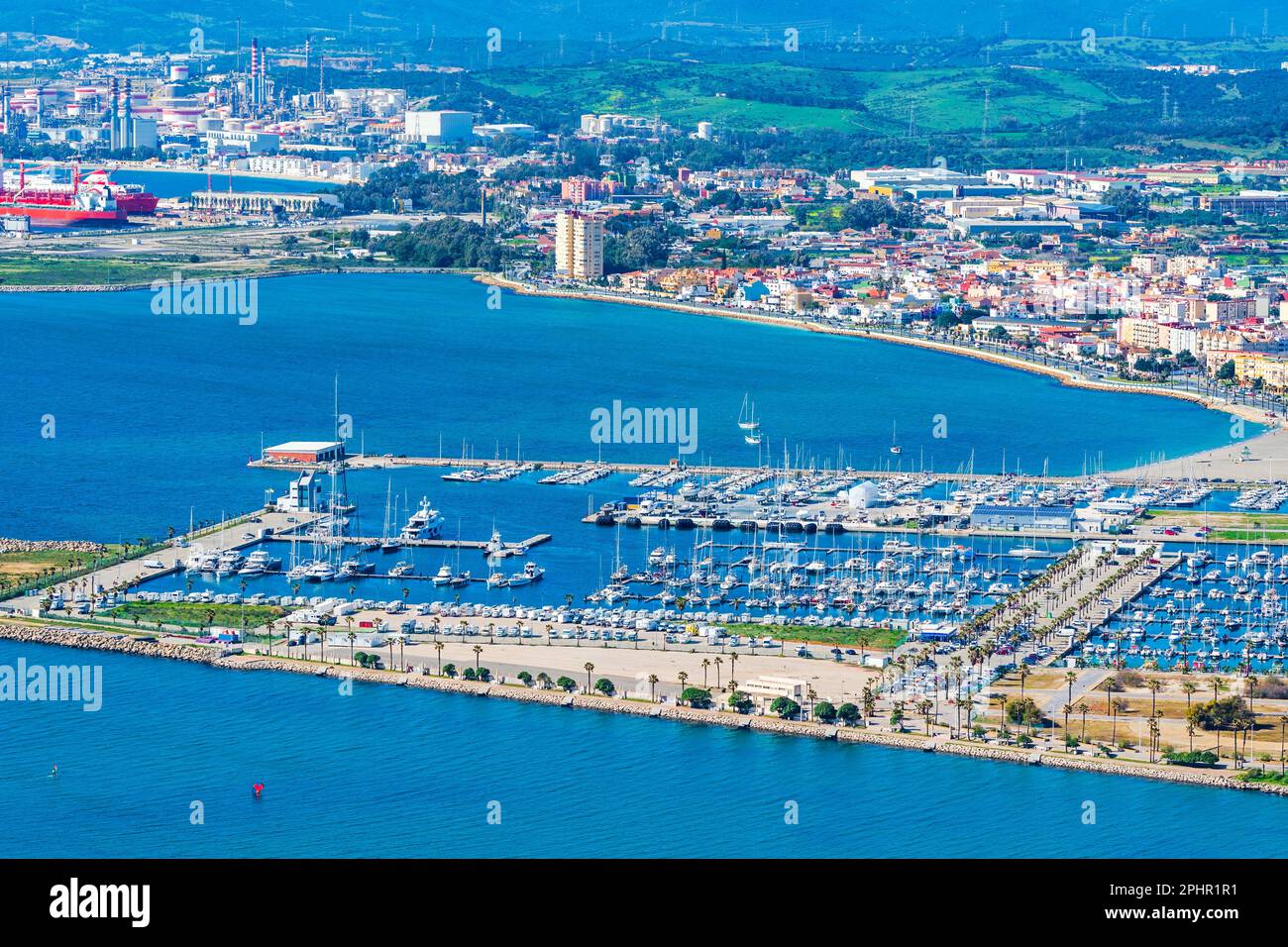 View of Spanish town La Linea de Conception from the Upper Rock in ...