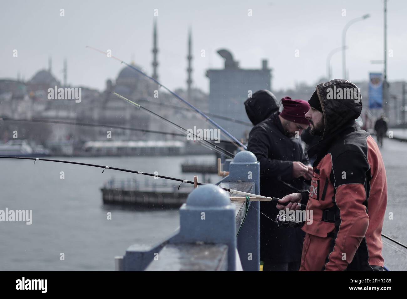 Istanbul, Istanbul, Turkey. 29th Mar, 2023. fishermen wearing their ...