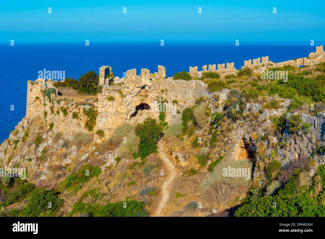 Ruins of old Navarino fortress at Peloponnese island in Greece Stock ...