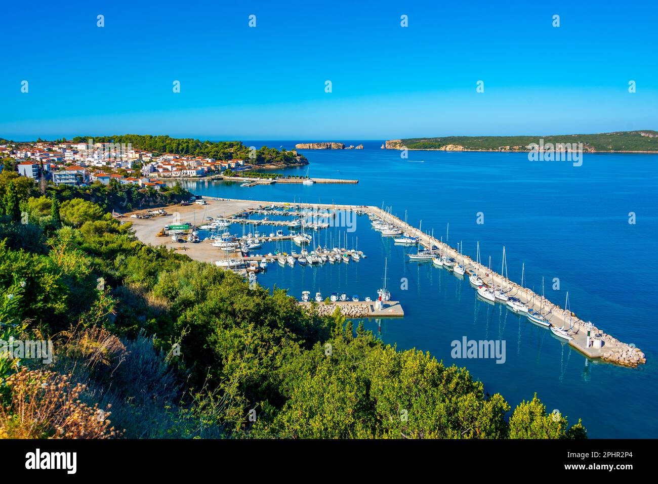 Boats mooring at the port of Pylos in Greece Stock Photo - Alamy