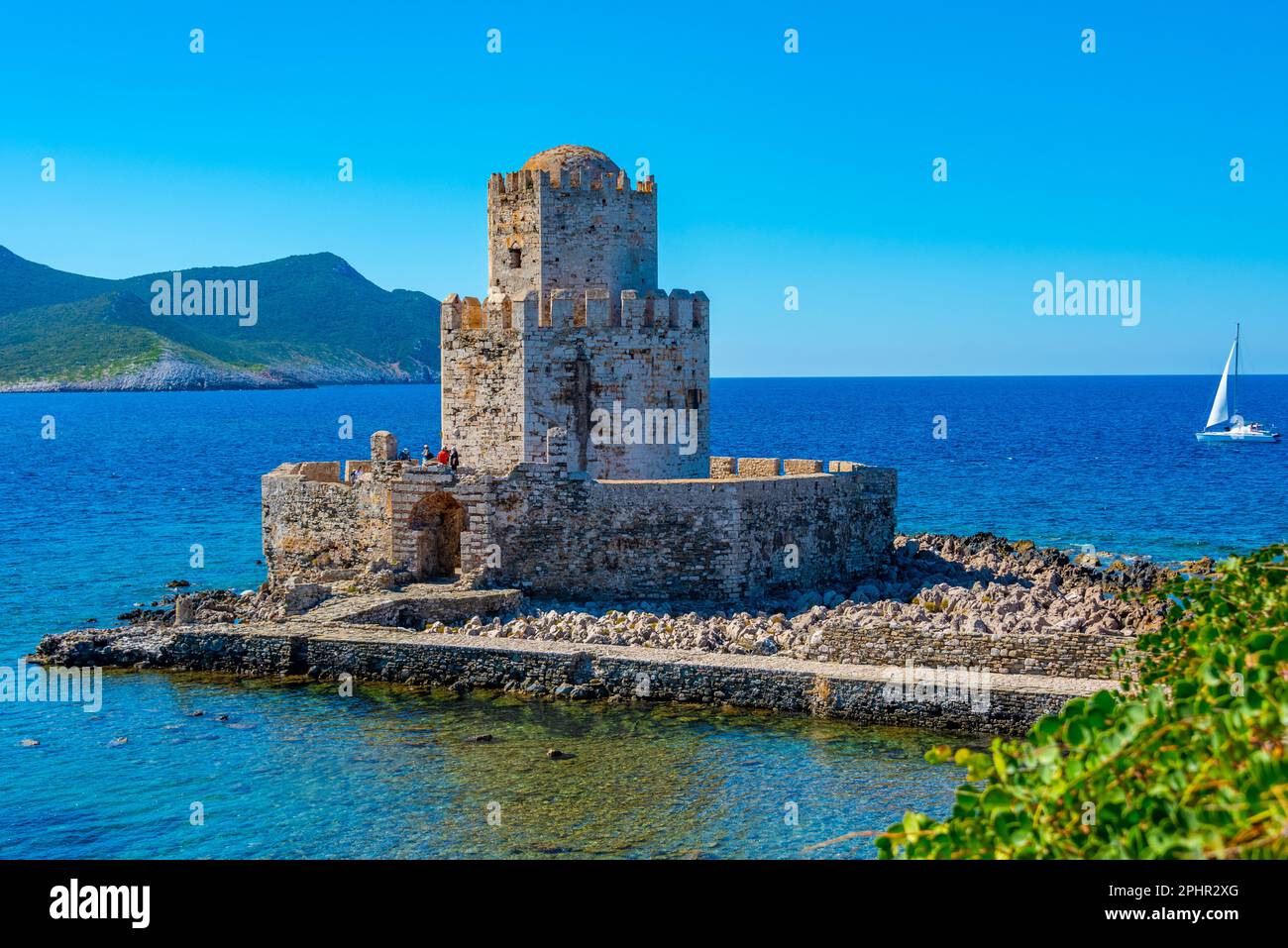 View of Bourtzi of Methoni Castle in Greece Stock Photo - Alamy