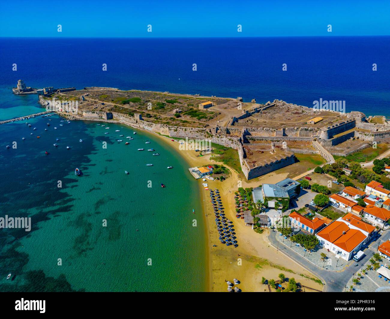 Panorama of Methoni castle in Greece Stock Photo - Alamy