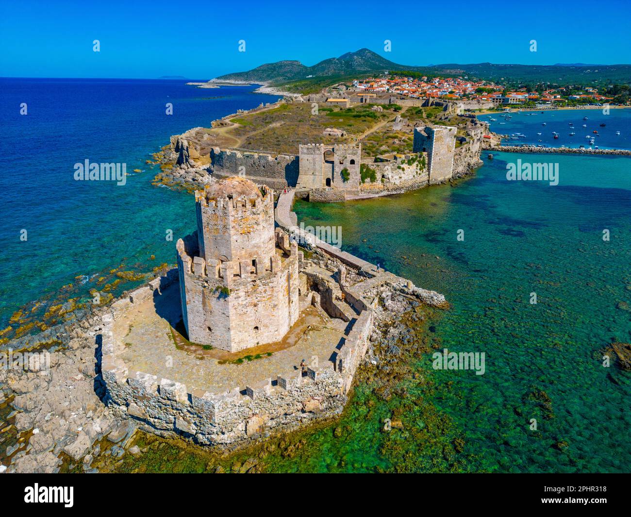Panorama of Methoni castle in Greece Stock Photo - Alamy