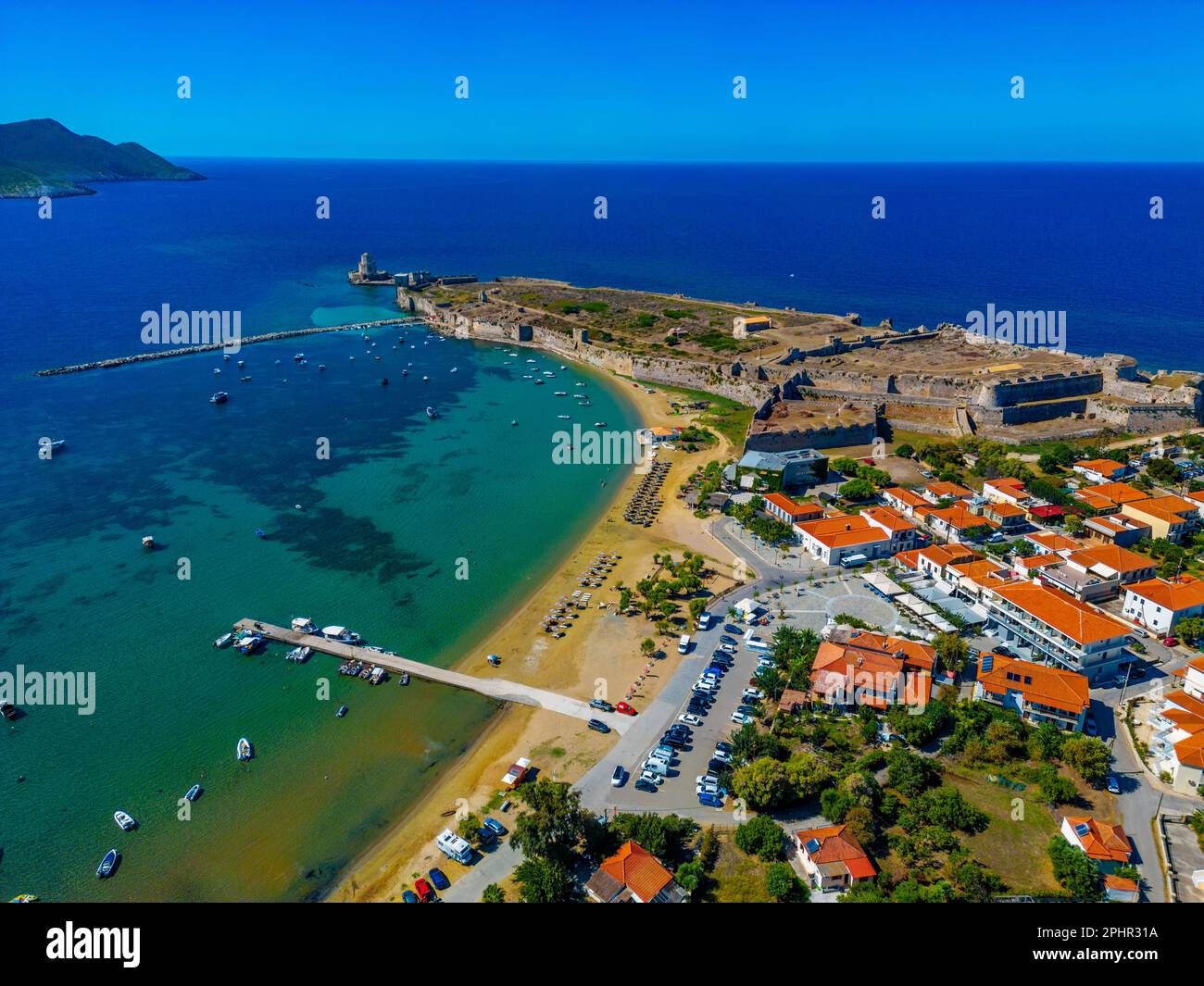 Panorama of Methoni castle in Greece Stock Photo - Alamy