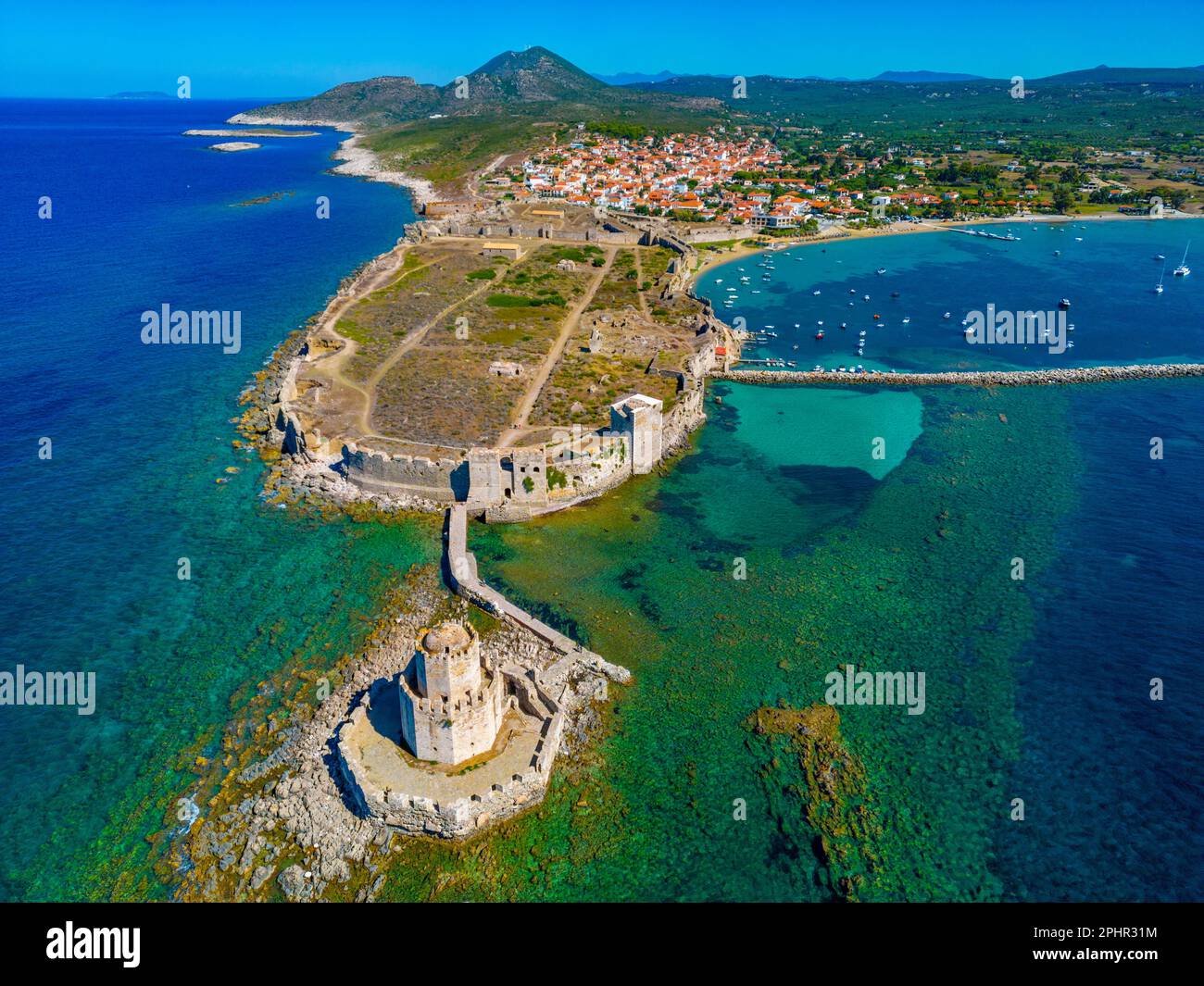Panorama of Methoni castle in Greece Stock Photo - Alamy