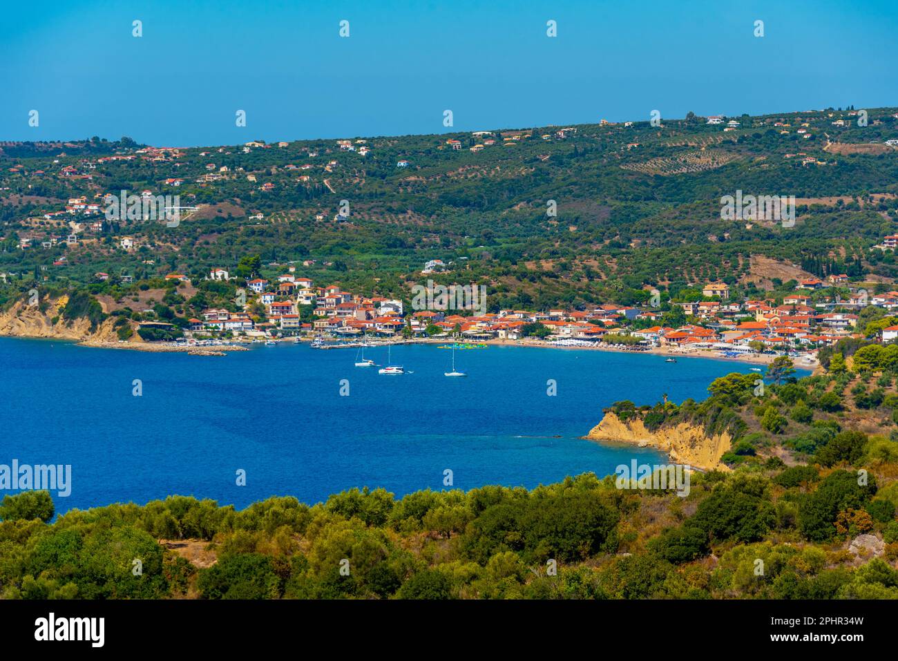 Panorama view of Finikounda resort in Greece Stock Photo - Alamy