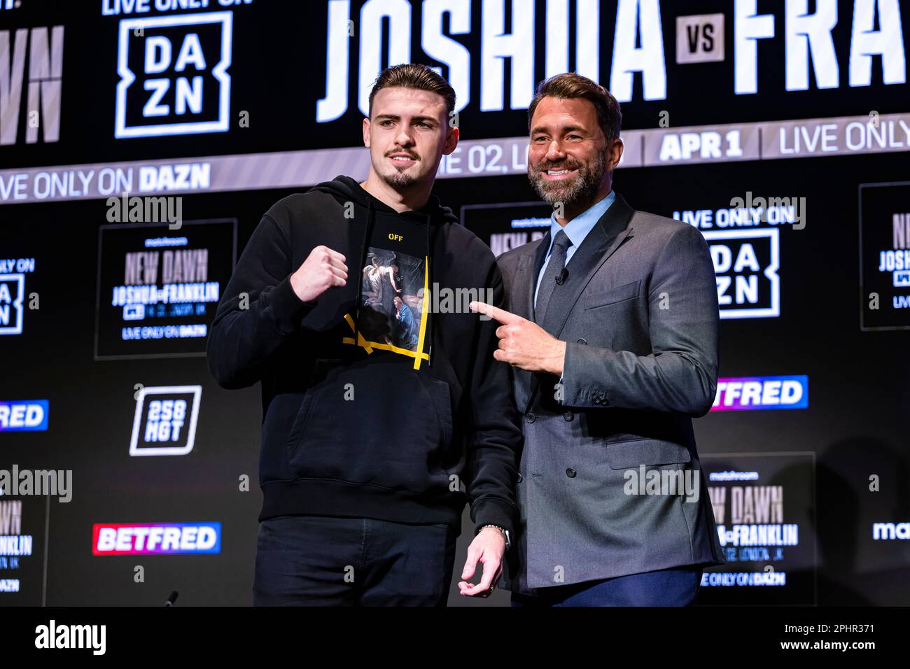 LONDON, UNITED KINGDOM. 29th Mar, 2023. Eddie Hearn (right) and John ...