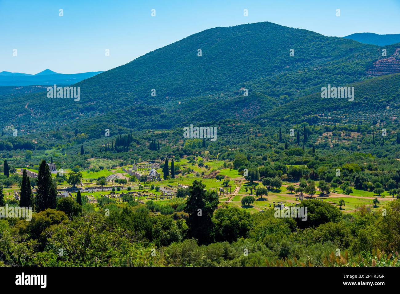 Panorama view of Archaeological Site of Ancient Messini in Greece Stock ...