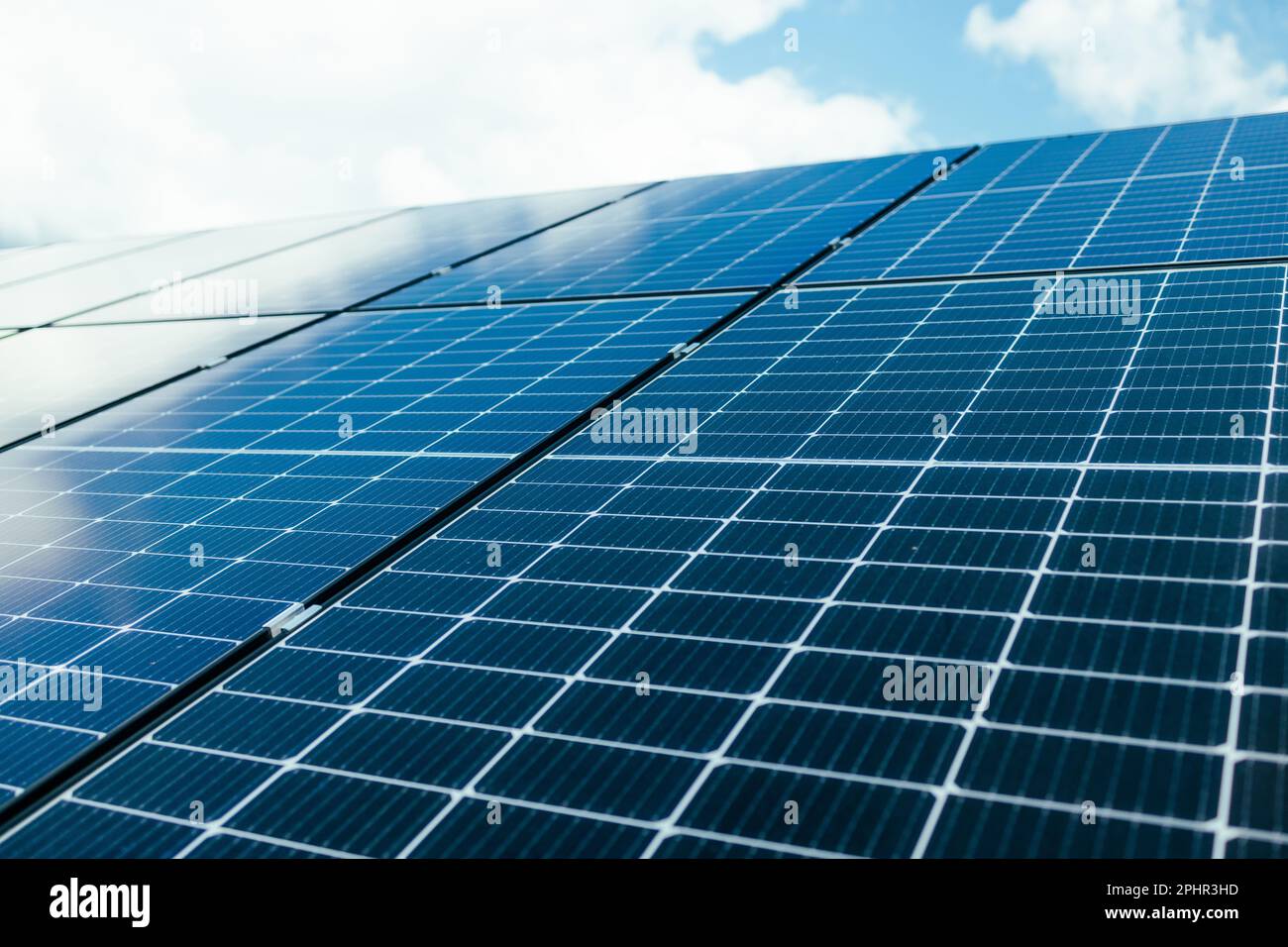 Solar panels and blue sky. Solar panels system power generators from ...