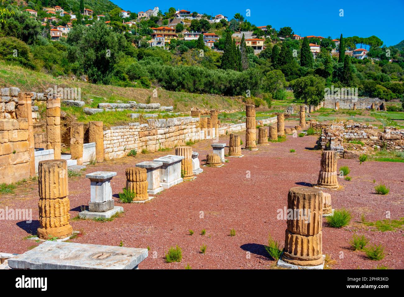 North Portico of the Agora of Archaeological Site of Ancient Messini in ...