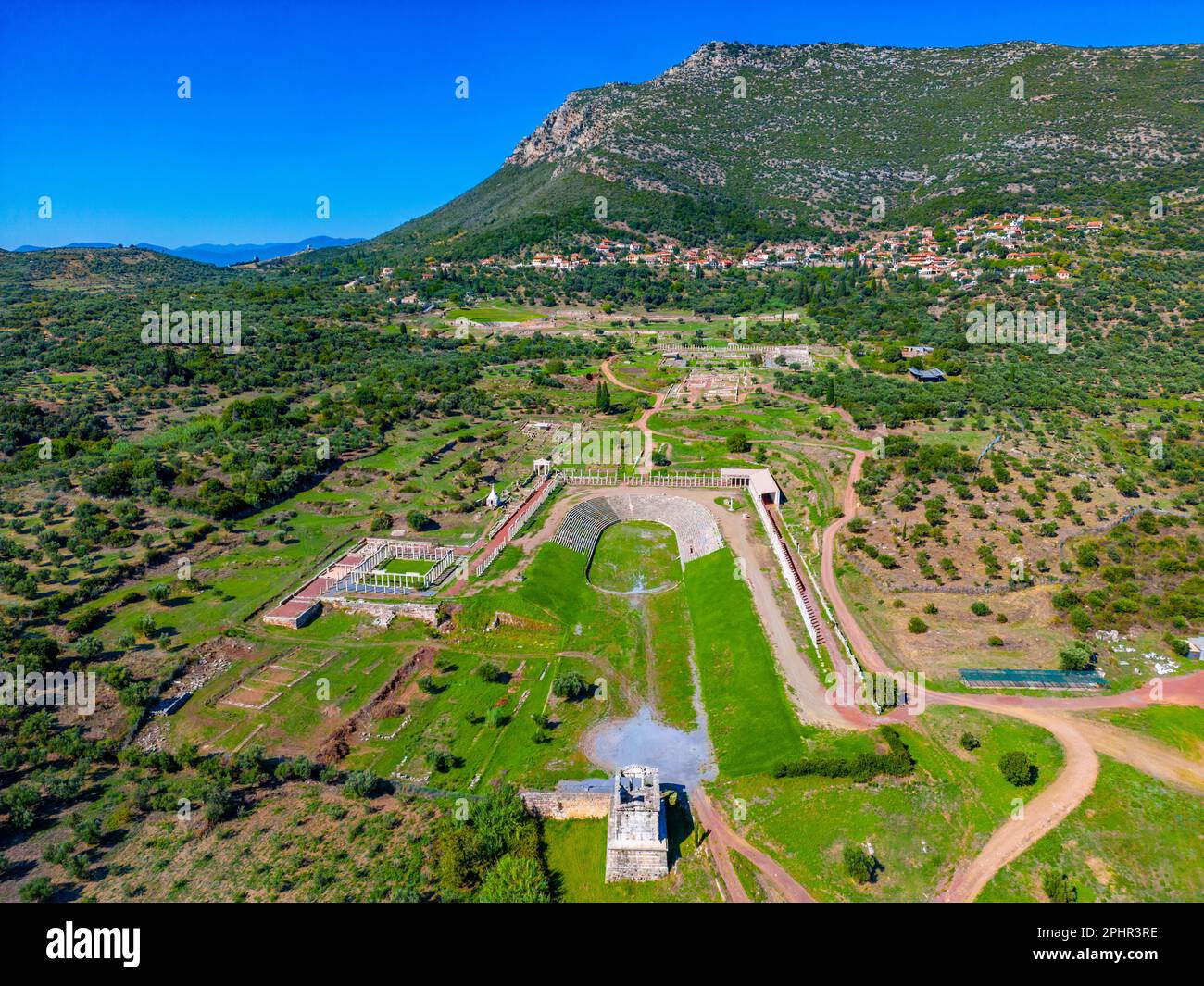Panorama view of Archaeological Site of Ancient Messini in Greece Stock ...
