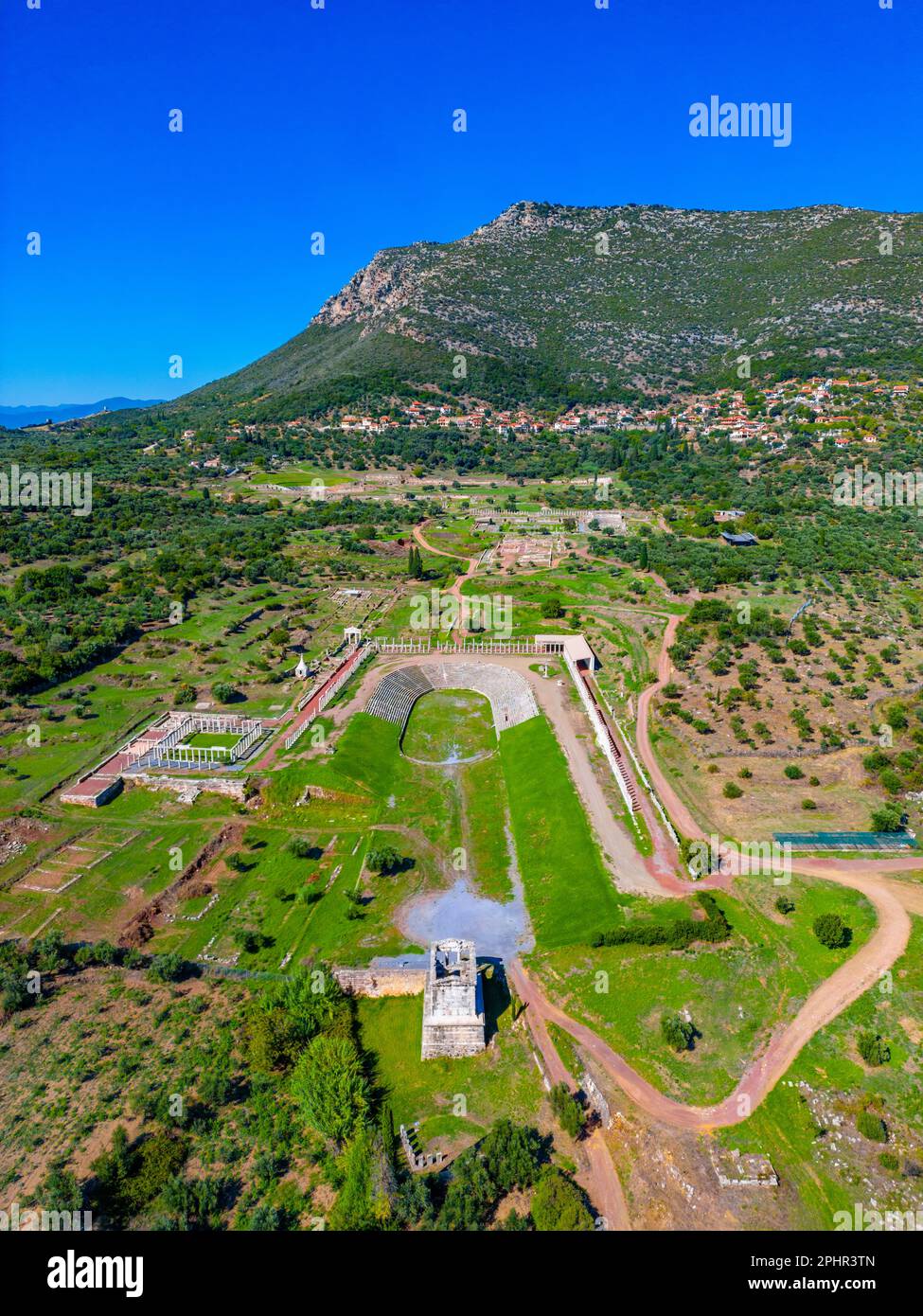 Panorama view of Archaeological Site of Ancient Messini in Greece Stock ...