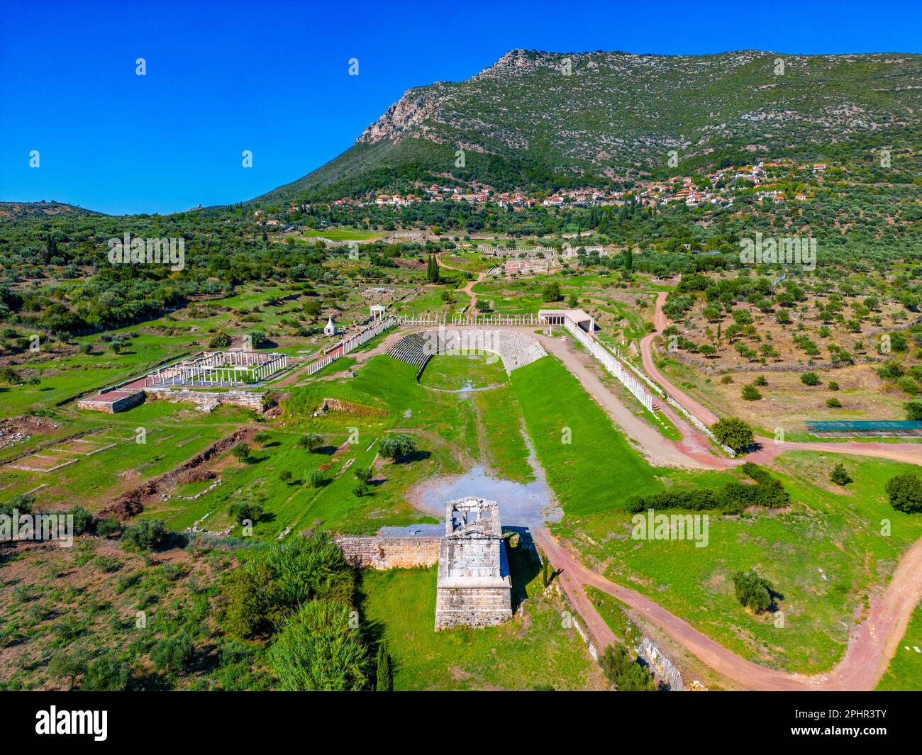 Panorama view of Archaeological Site of Ancient Messini in Greece Stock ...