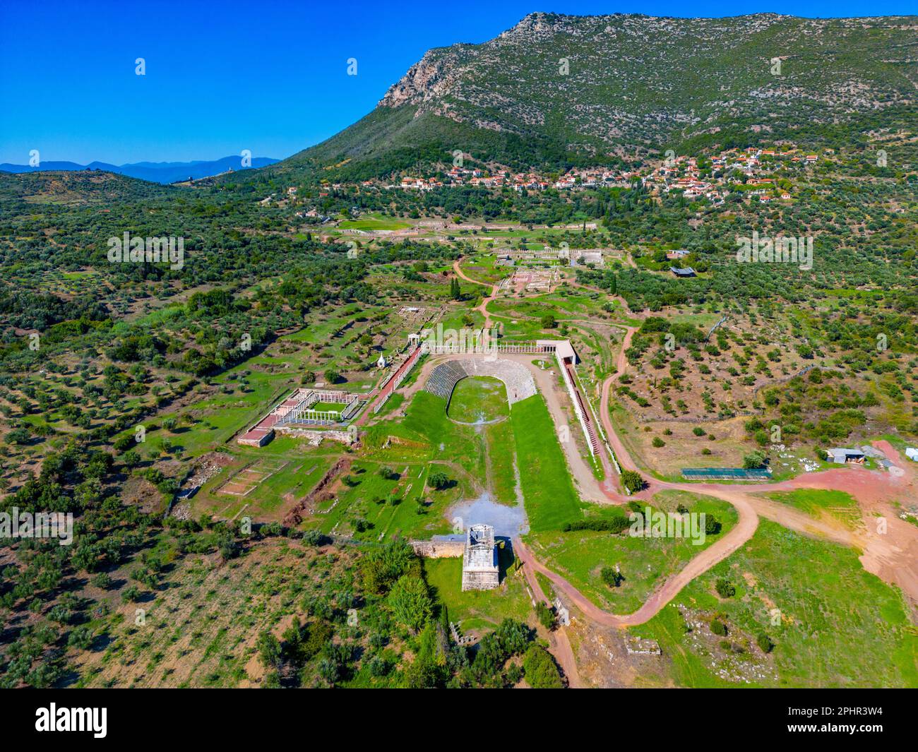 Panorama view of Archaeological Site of Ancient Messini in Greece Stock ...