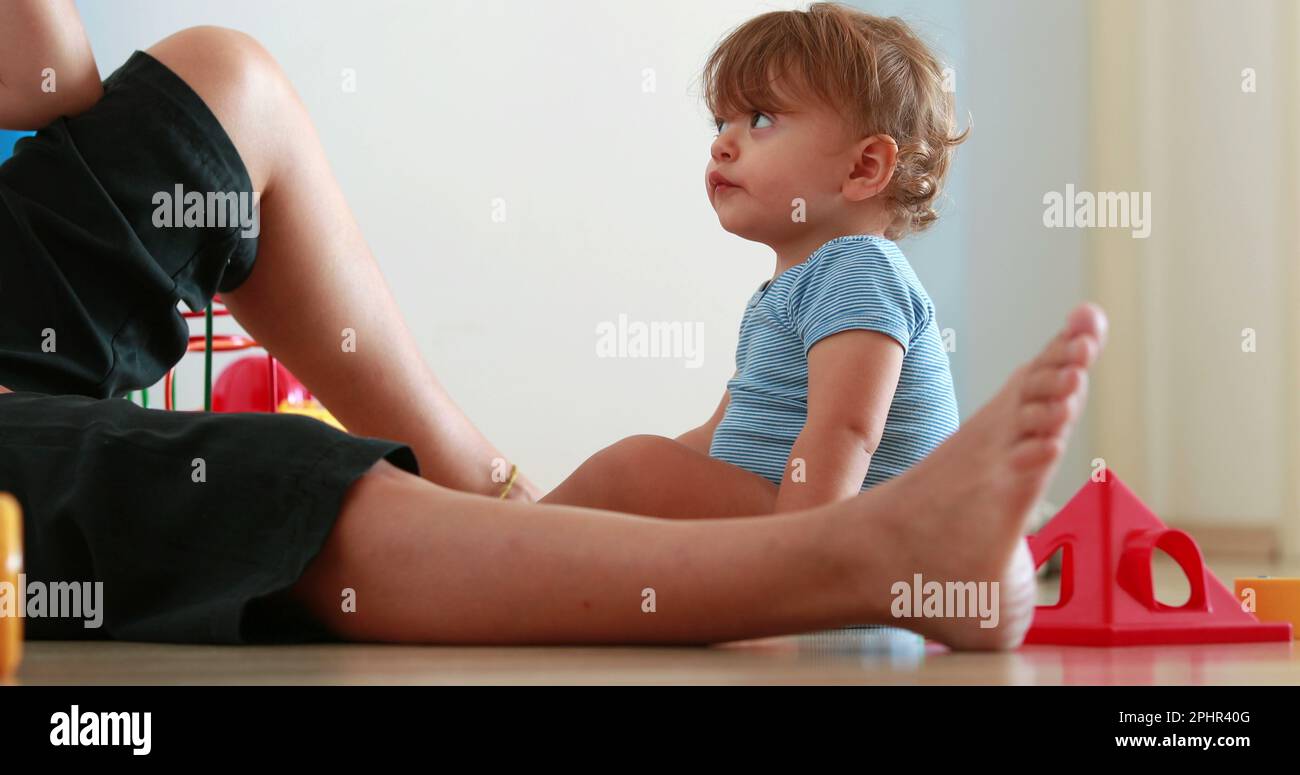 Cute baby getting up, child infant one year old toddler development ...