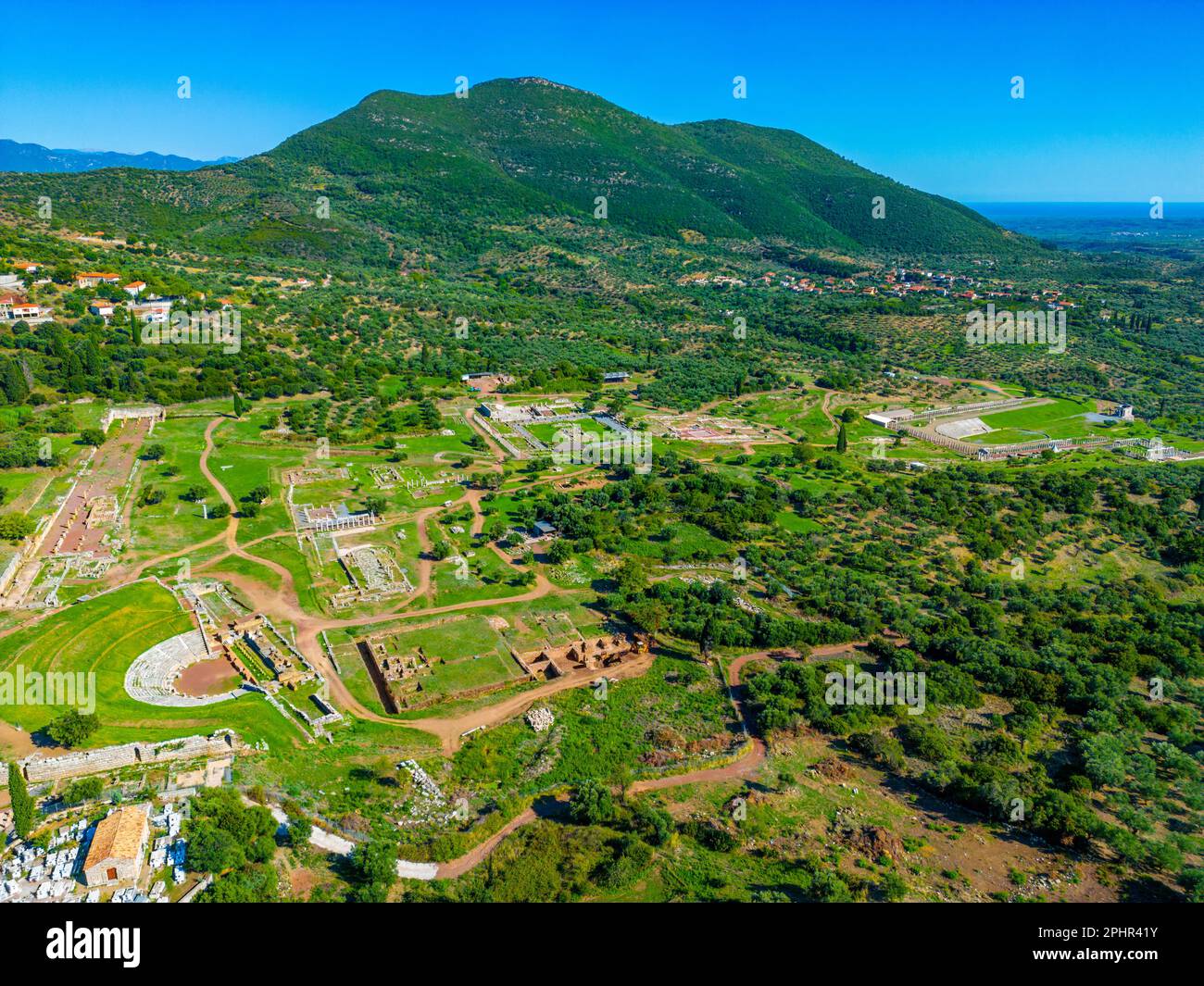 Panorama view of Archaeological Site of Ancient Messini in Greece Stock ...