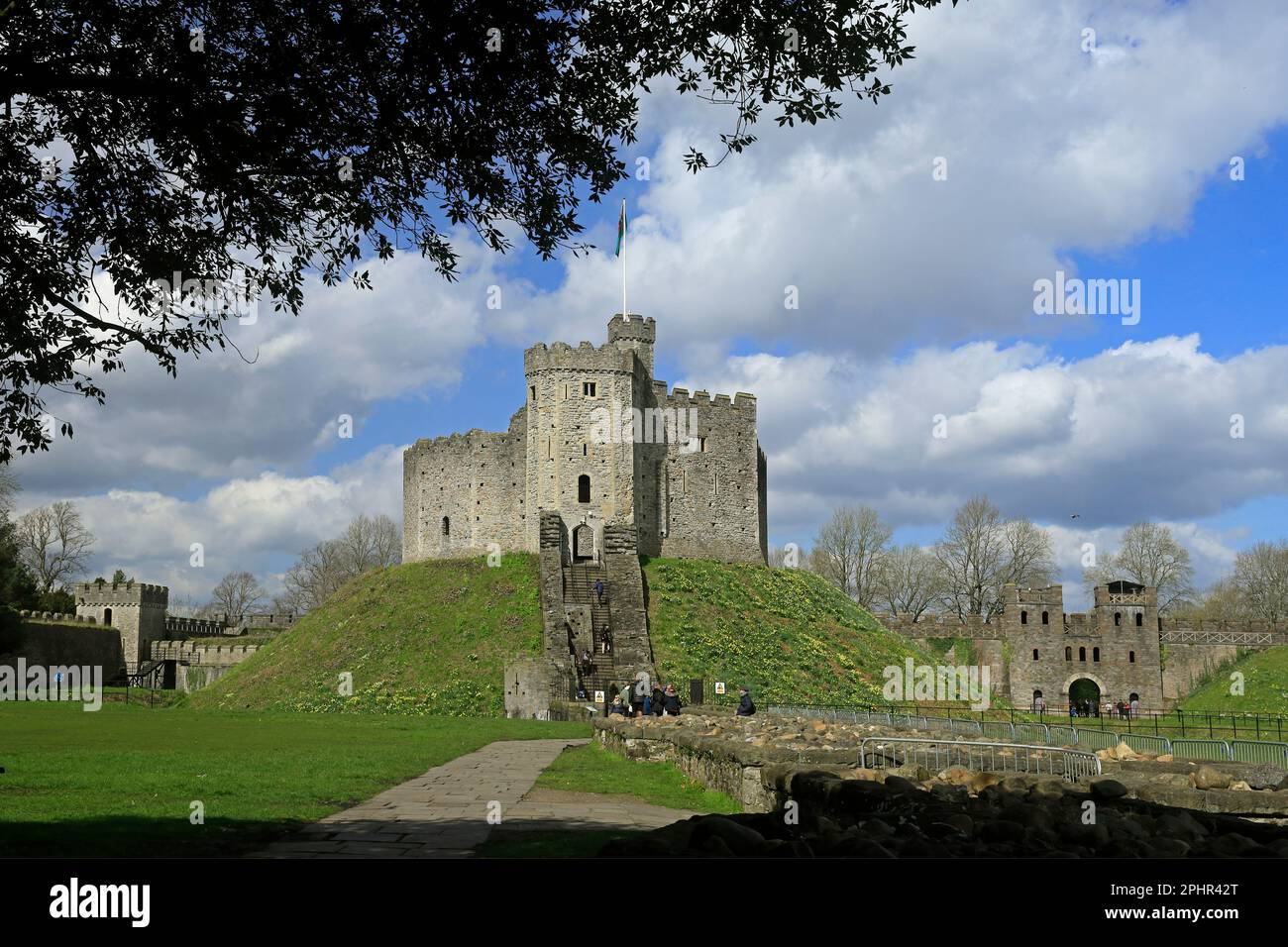 Cardiff Castle, Norman keep Taken March 2023. Spring. cym Stock Photo ...