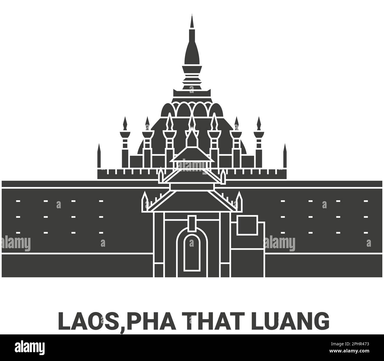 Laos, Pha That Luang, travel landmark vector illustration Stock Vector ...