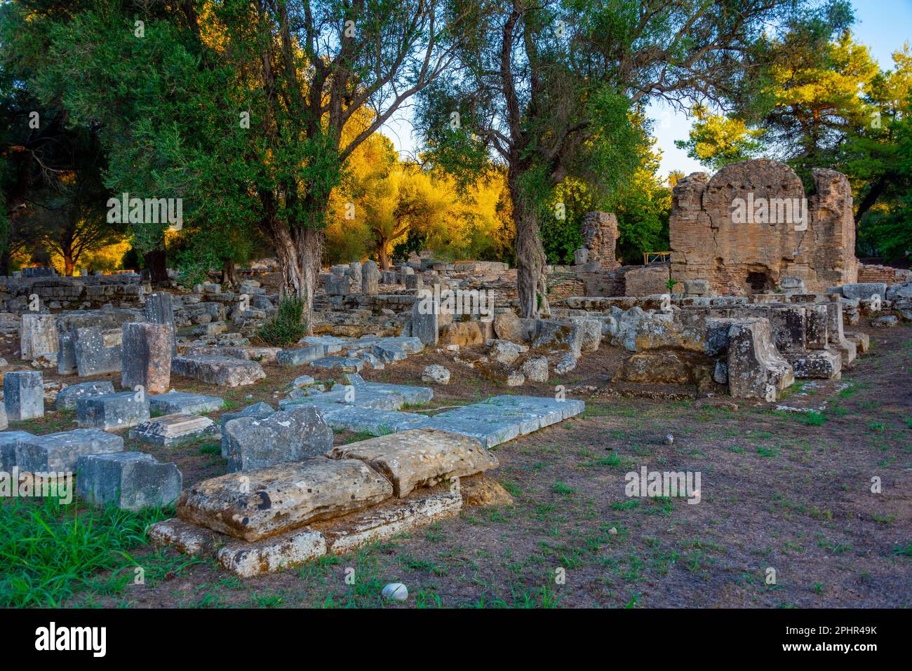 Sunset view of Archaeological Site of Olympia in Greece Stock Photo - Alamy