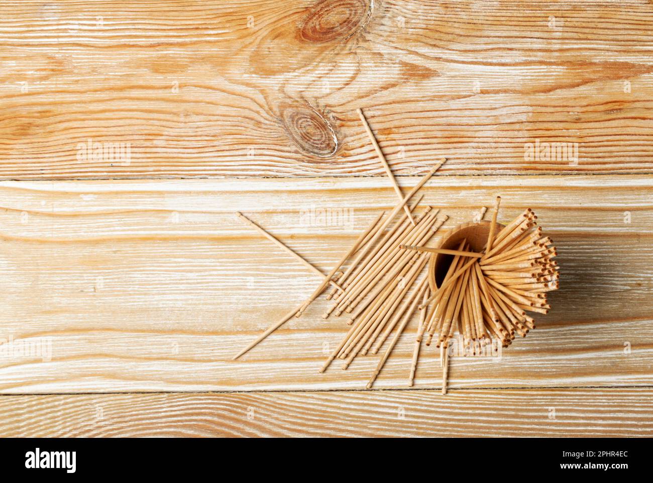 Wooden Toothpicks on Wood Background with Copy Space, Flat Lay Tooth ...