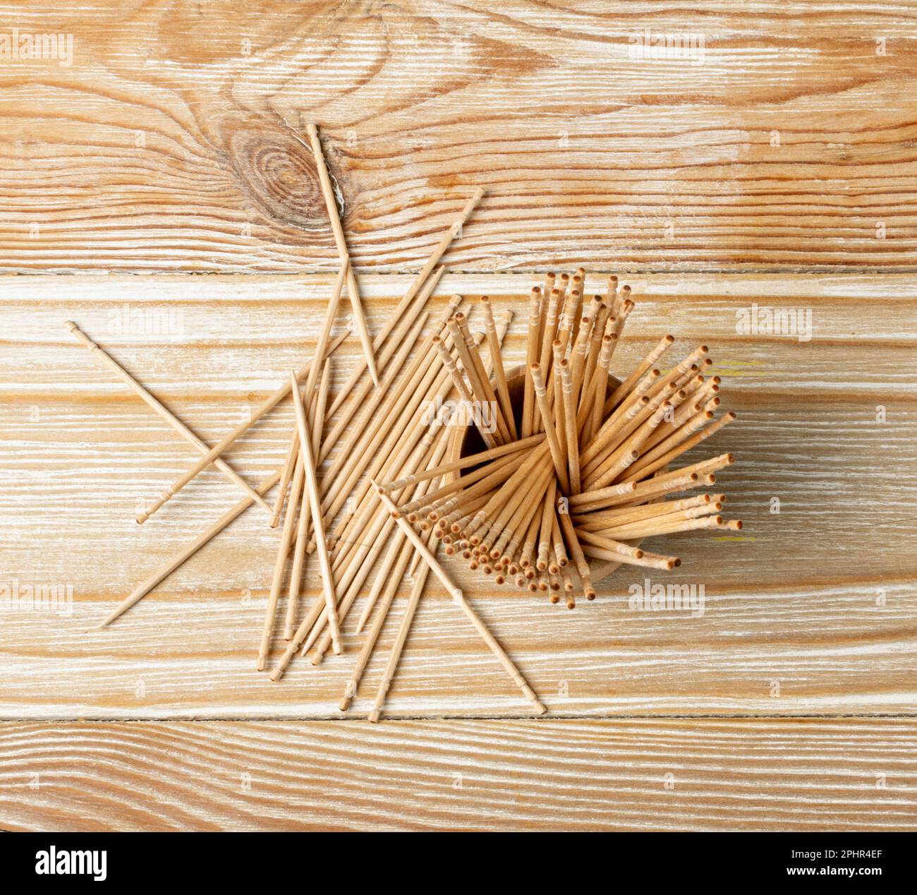Wooden Toothpicks on Wood Background with Copy Space, Flat Lay Tooth ...