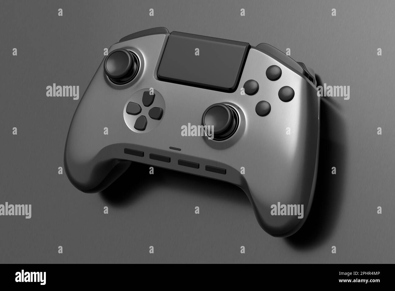 Realistic video game joystick with metallic chrome texture isolated on ...