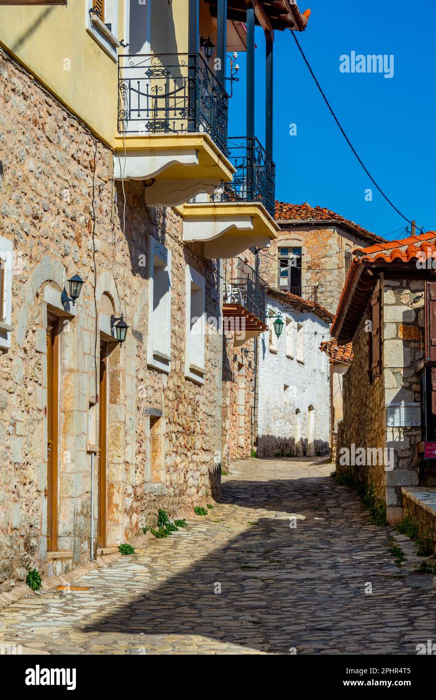 Narrow street in Greek village Dimitsana Stock Photo - Alamy