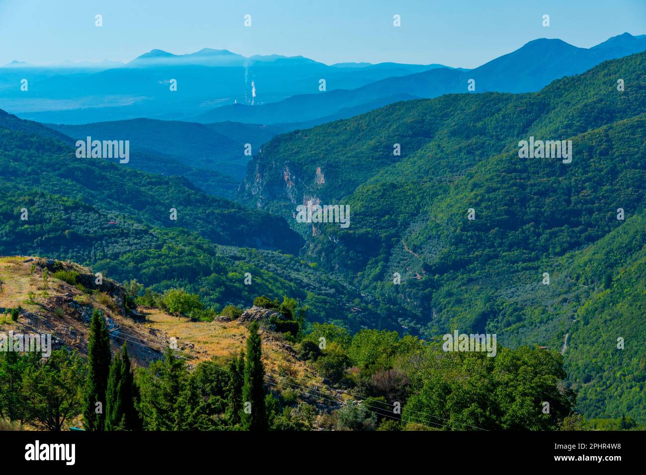 Panorama view of Lousios gorge in Greece Stock Photo - Alamy