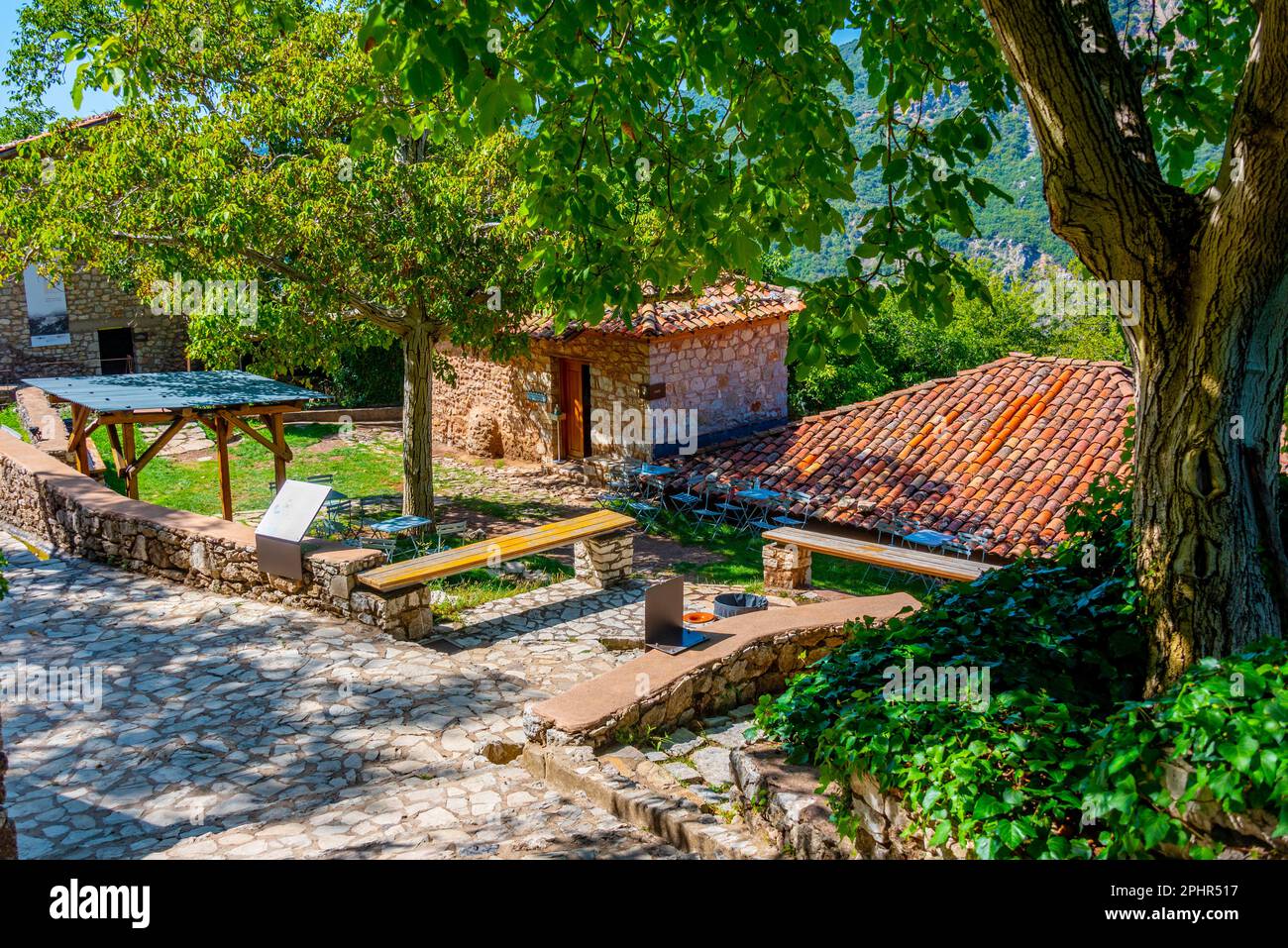 Open air Hydrokinesis (water power) Museum at Greek village Dimitsana ...
