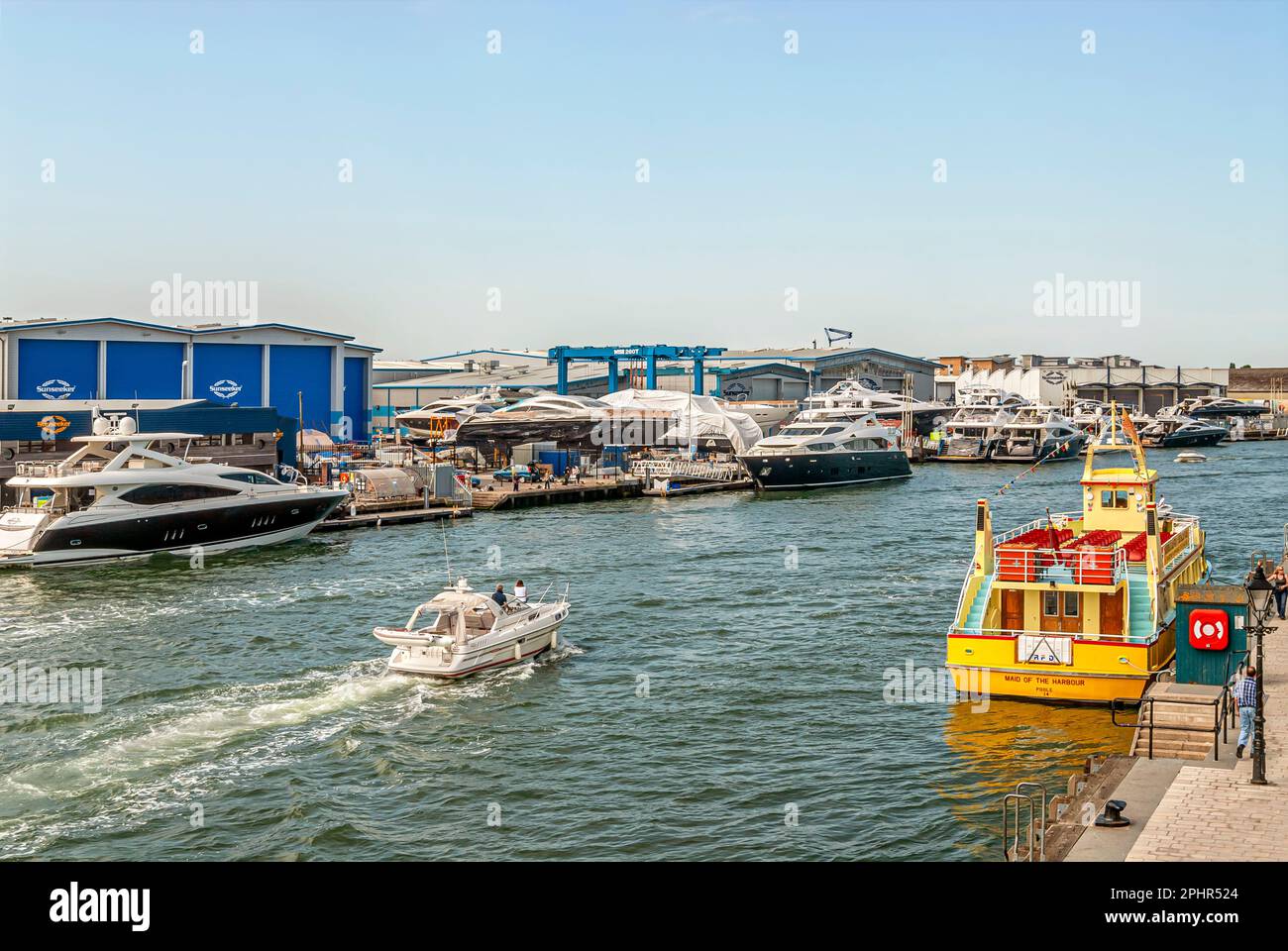 Waterfront and Sunseeker Superyacht Shipyards at Poole Harbour, Dorset ...