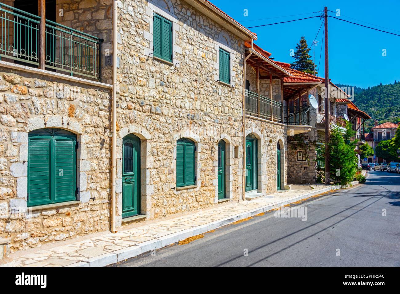 Narrow street in Greek village Stemnitsa Stock Photo - Alamy