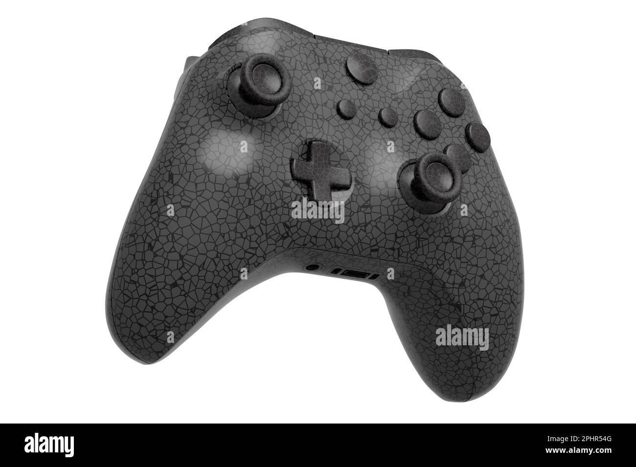 Realistic video game joystick with black chrome texture isolated on ...