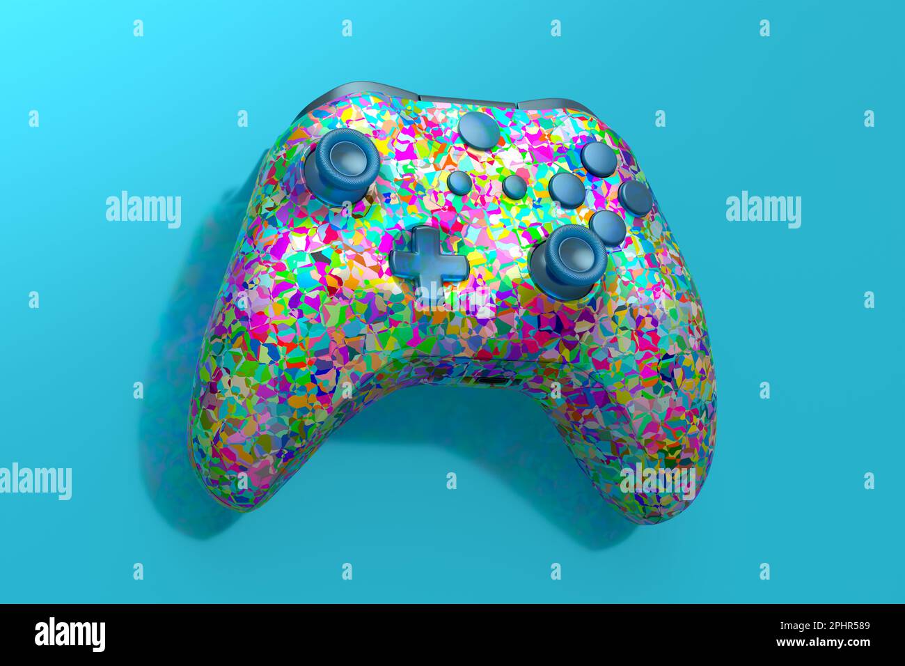 Realistic video game joystick with mosaic seamless pattern on ...