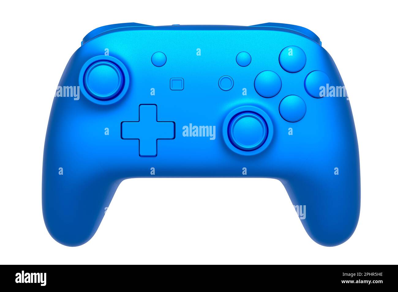Realistic video game joystick with blue chrome texture isolated on ...