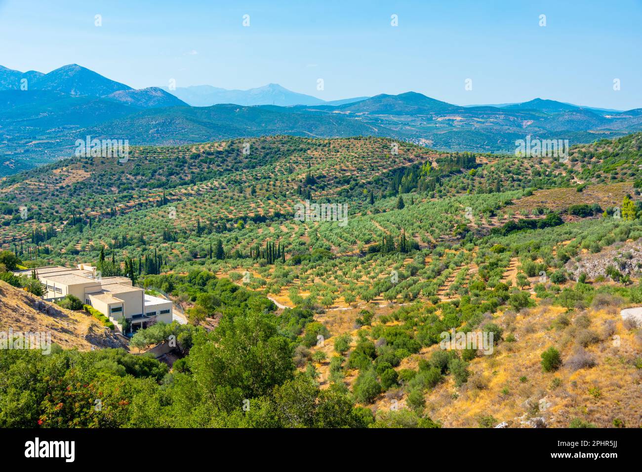Agricultural landscape of Arcadia region of Peloponnese peninsula in ...