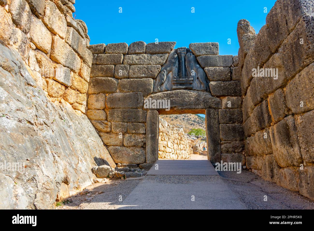 Lions Gate Of Mycenae At Archaeological Site Of Mycenae In Greece