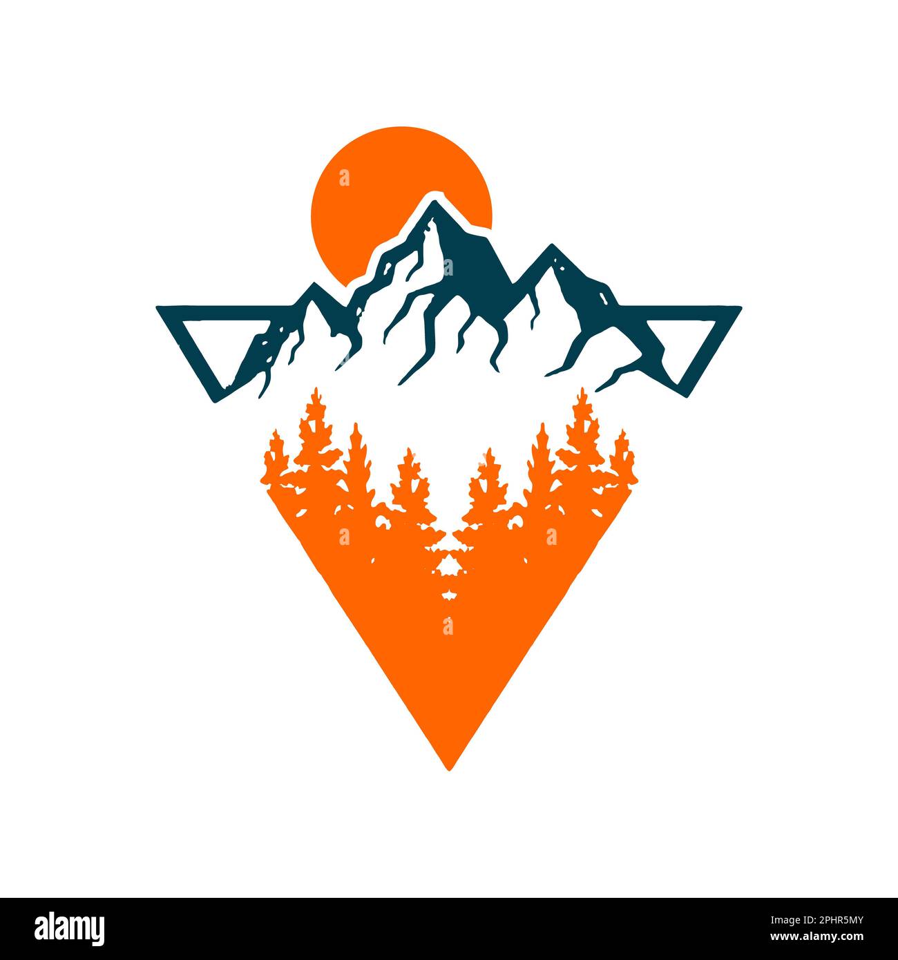 Hand drawn fir trees and mountains textured vector illustrations ...