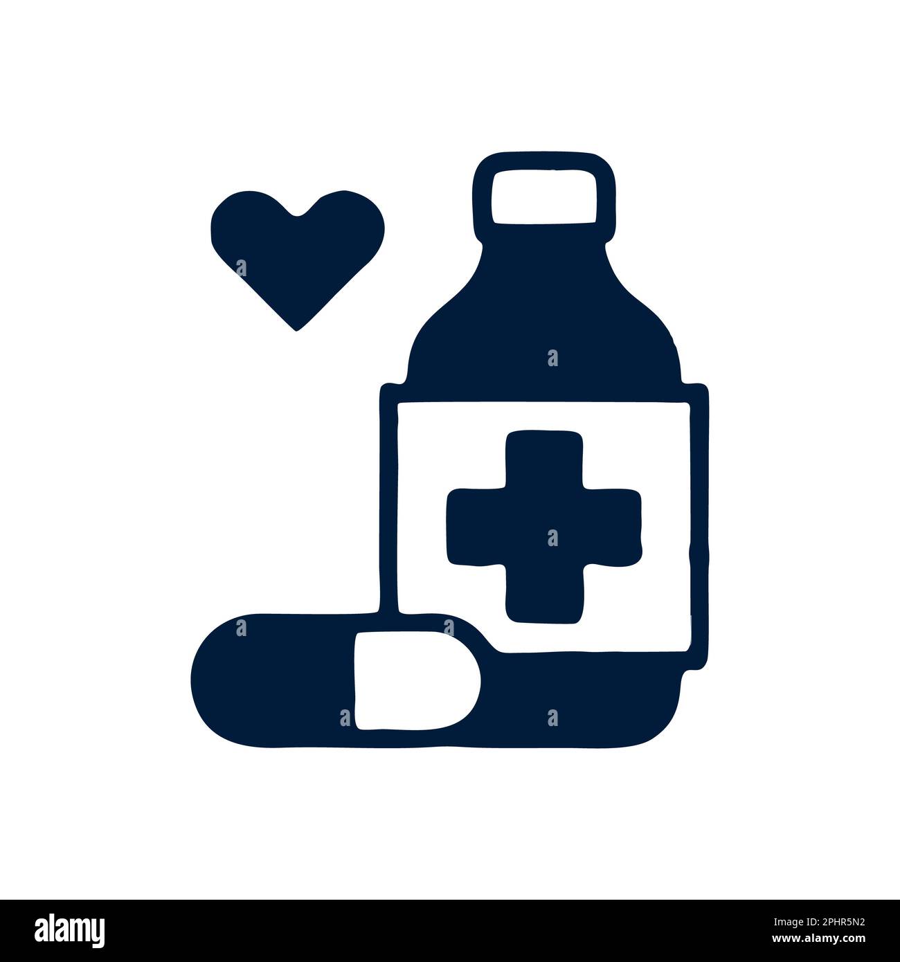 Blue Medicine bottle and pills icon isolated on white background ...