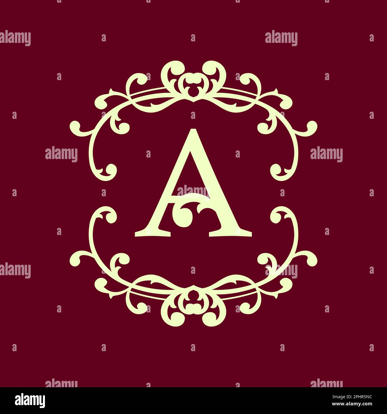 Letter A Alphabet Logo with Luxury Decorative Golden Frame. Elegant ...