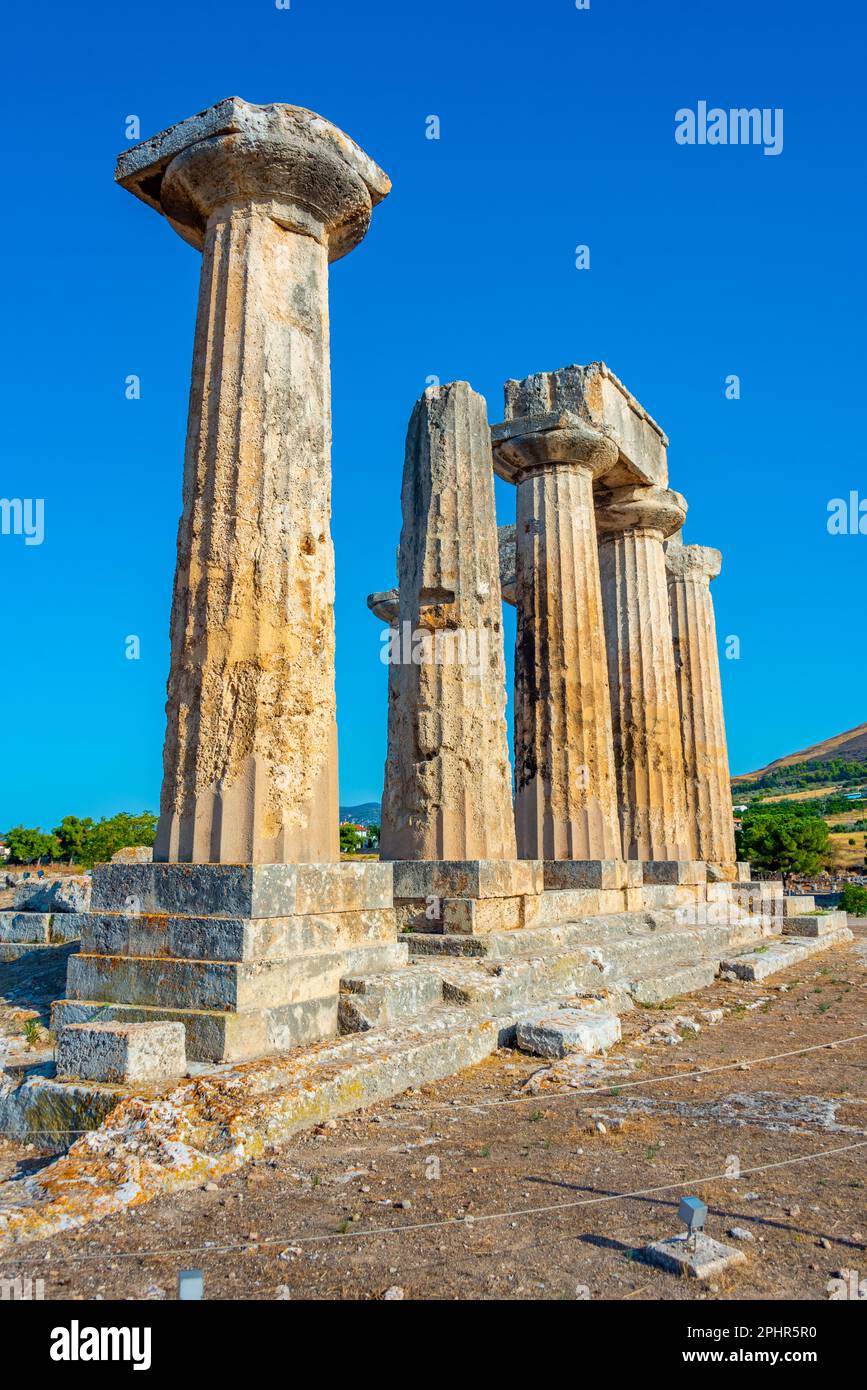 Temple of Apollo at Ancient Corinth archaeological site in Greece Stock ...
