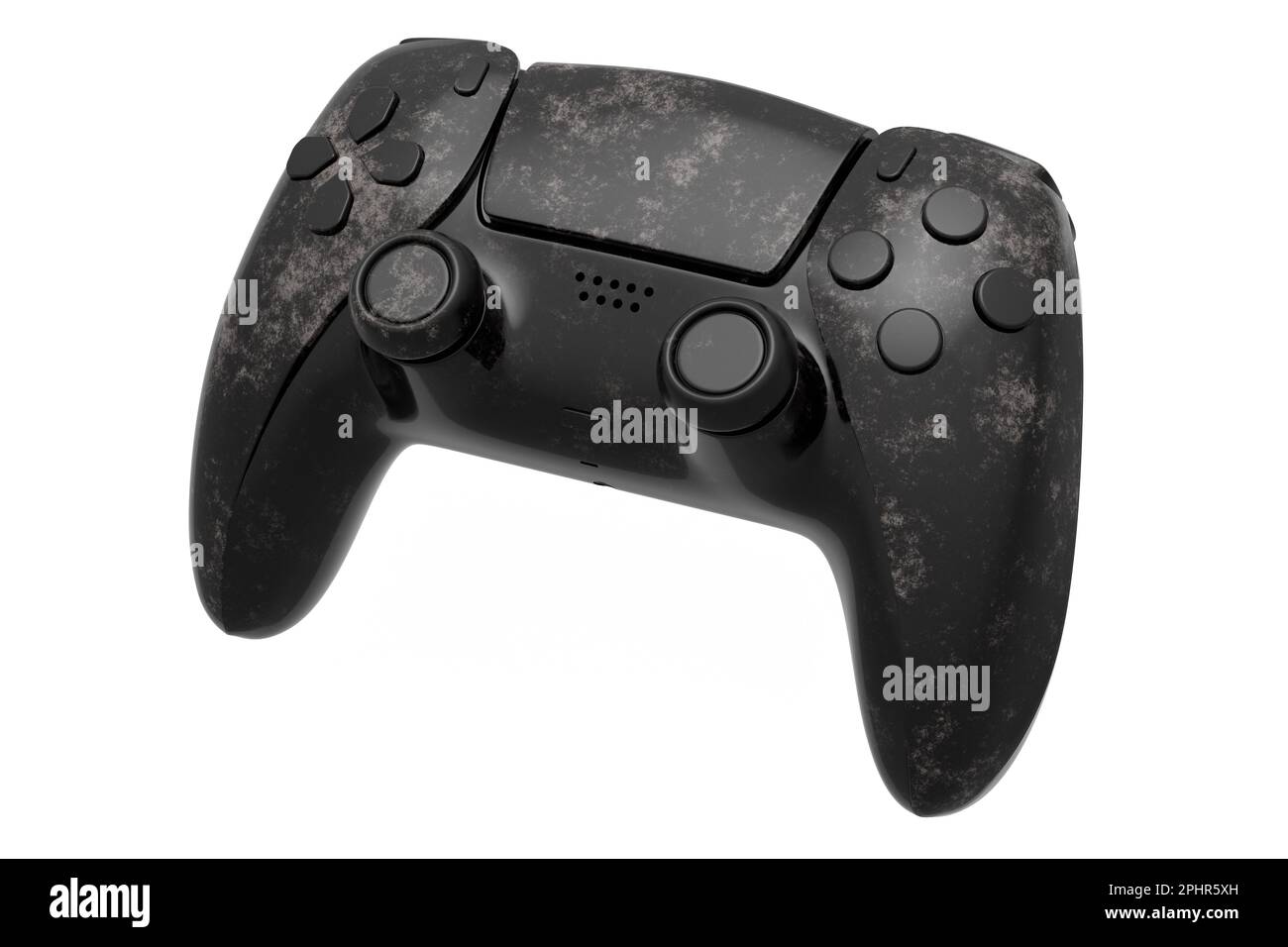 Realistic video game joystick with black marble texture on white ...