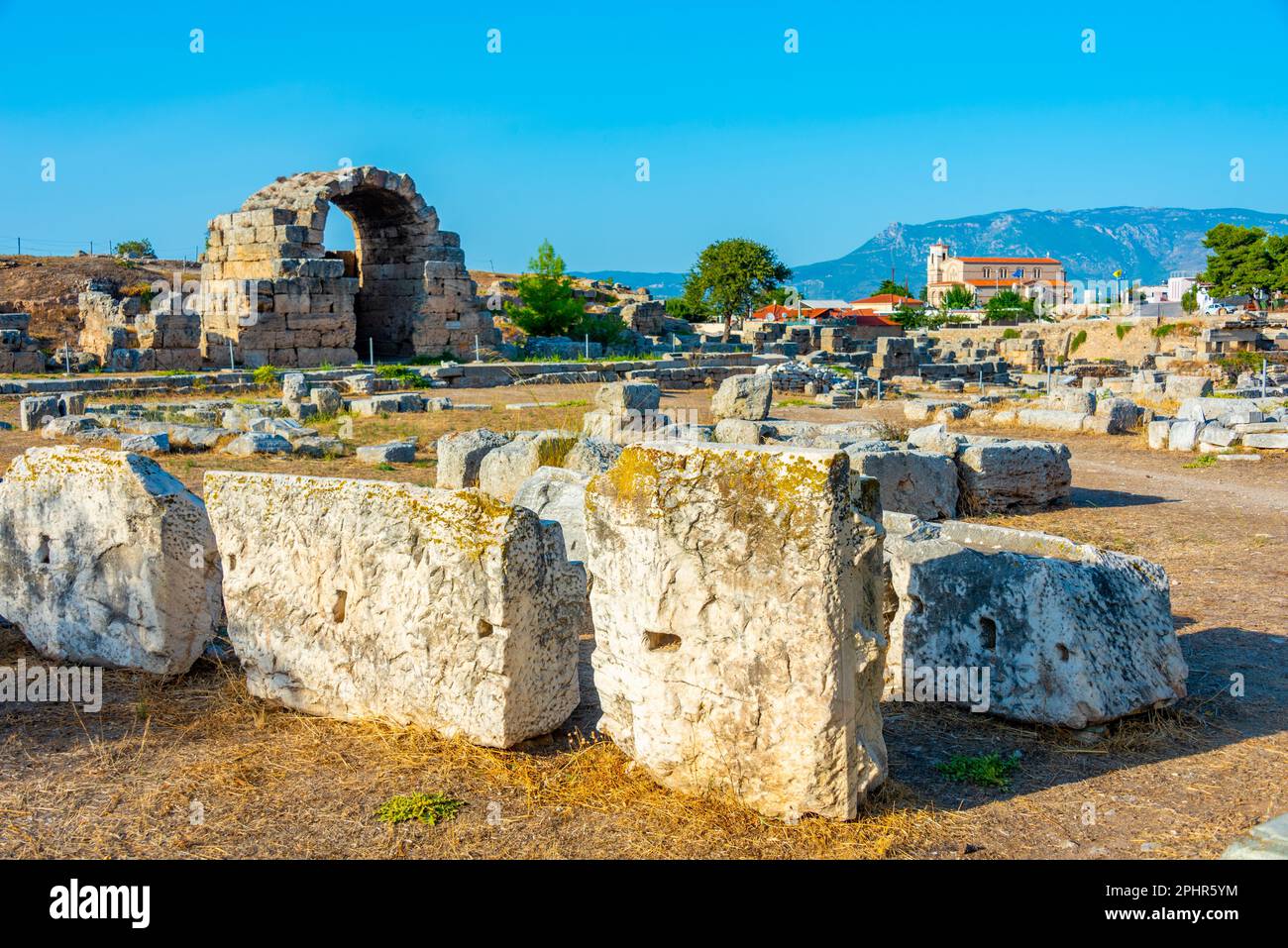 View of Ancient Corinth archaeological site in Greece Stock Photo - Alamy